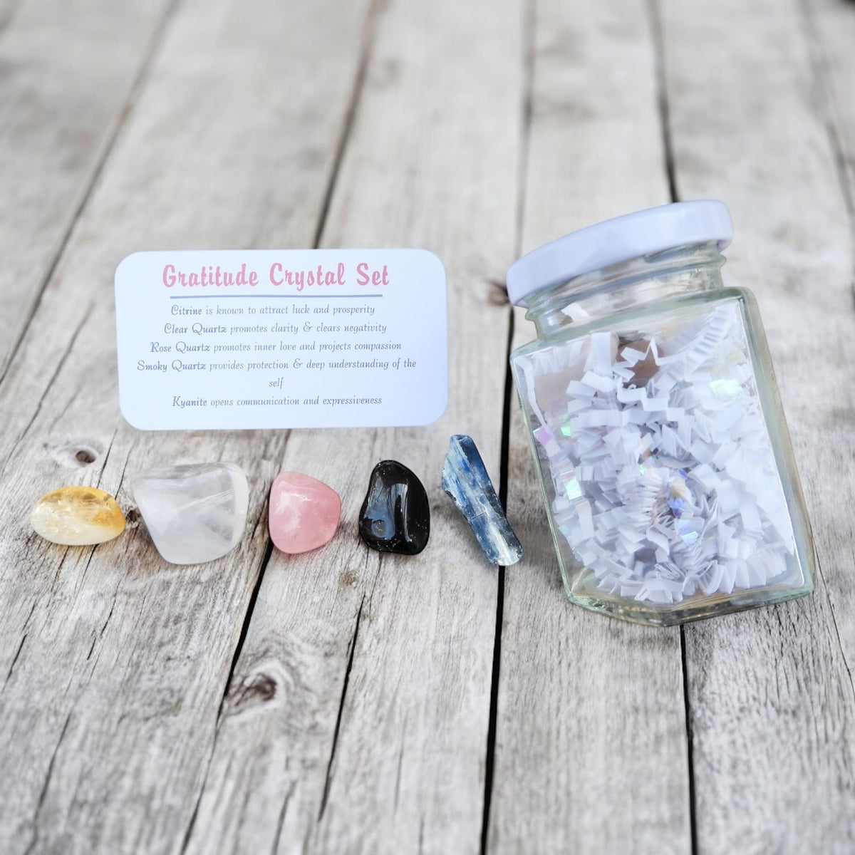 Gratitude Crystal Set in Jar – Mindful Intentions